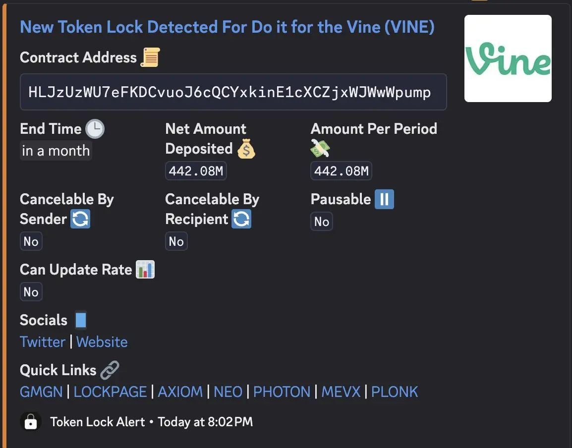 There's a real lock. $VINE | Web3Ronin on Gate Post